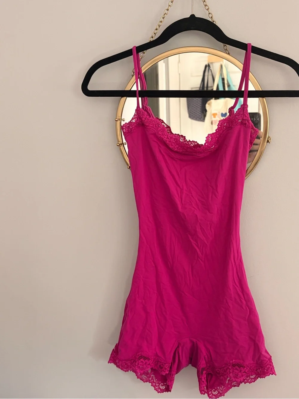 SKIMS | Intimates & Sleepwear | Skims Hot Pink Lacetrim Romper Slip ...